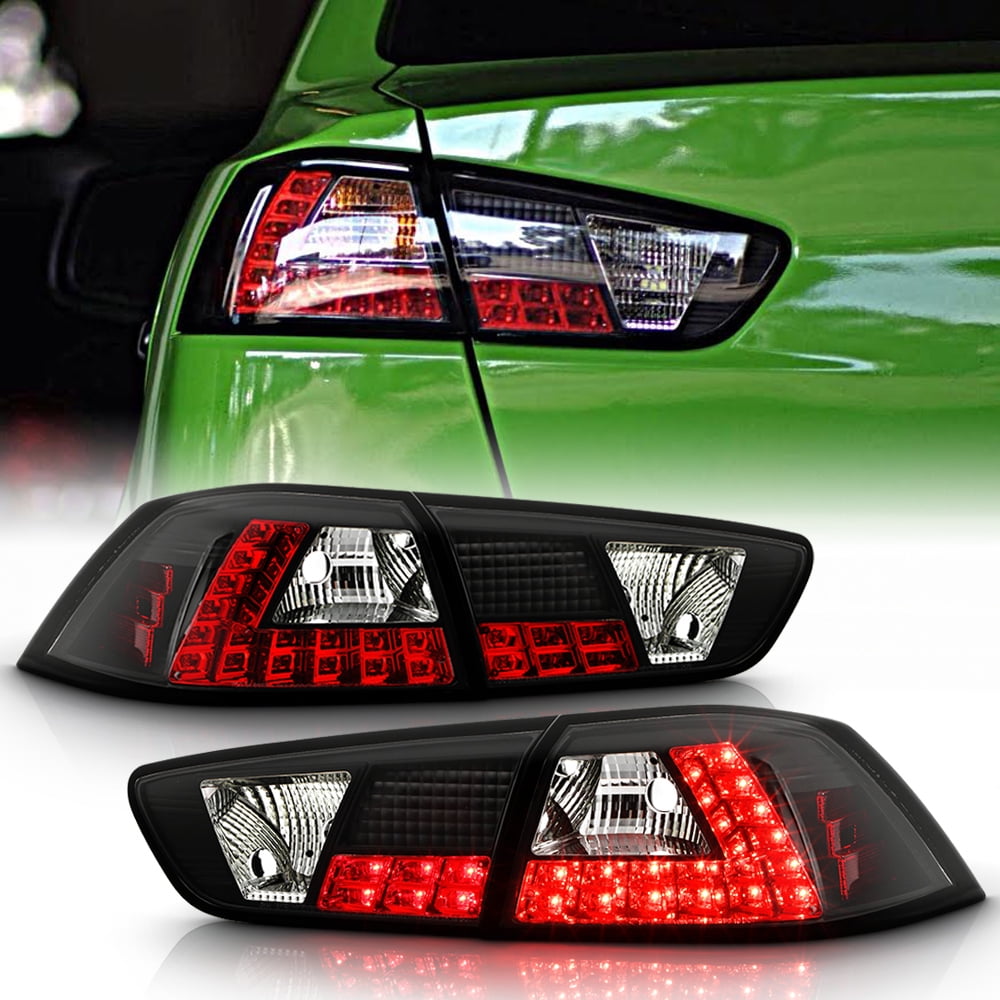 Black 2008-2017 Lancer Evolution Evo-X Lumileds LED Tail Lights Lamps ...
