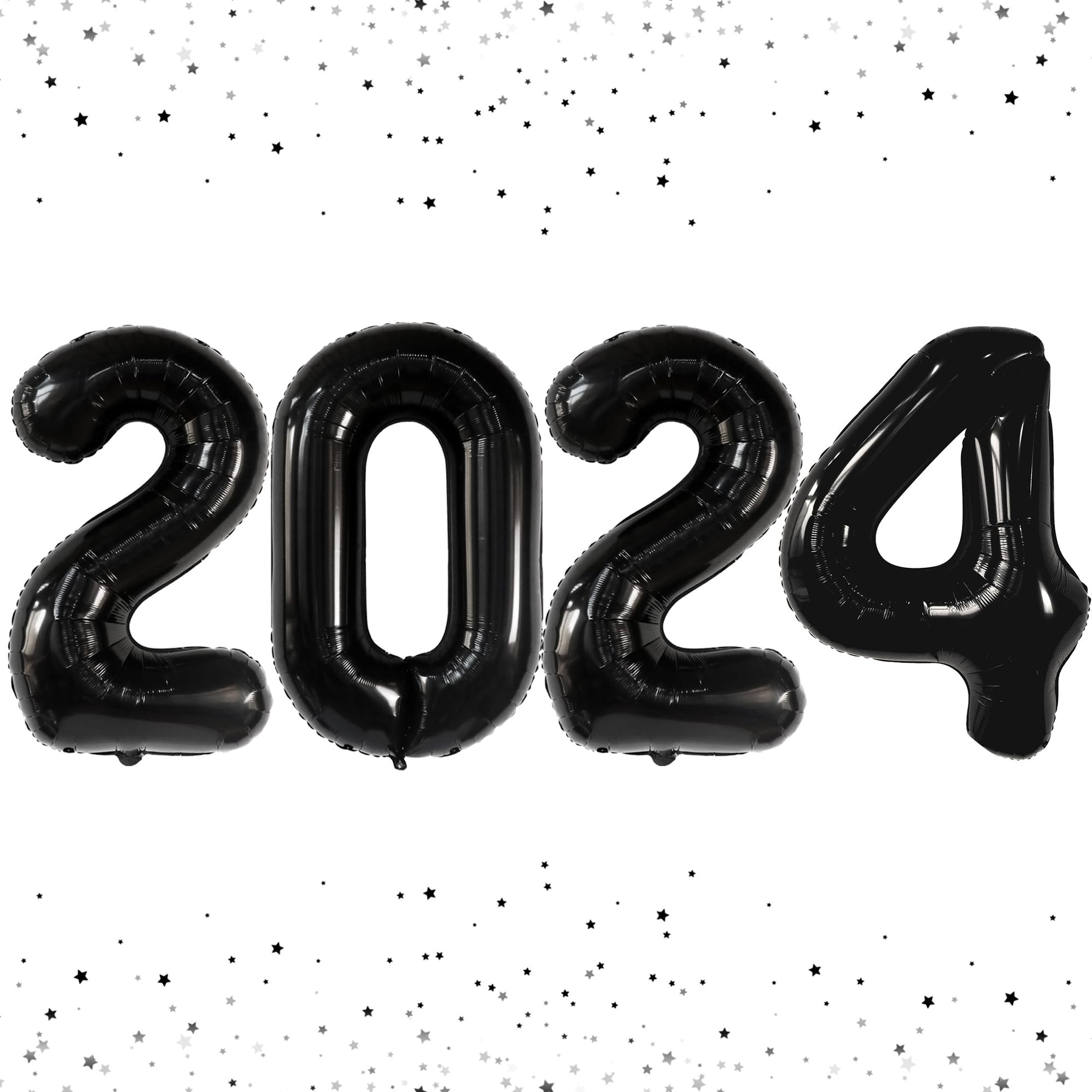 Black 2024 Mega Numbers Balloons - Jumbo 42" Mylar Graduation Party ...