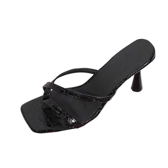 Black 2026 Ladies Clip Toe High Heel Sandals Summer Casual Comfortable ...