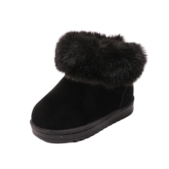 Black 2026 Little Girls Winter Polyester Snow Boots Solid Thick Warm ...
