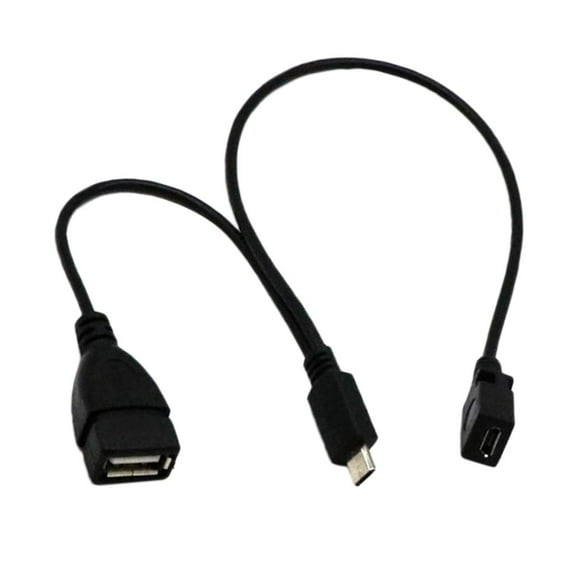Black 20cm / 30cm Micro USB USB And Micro USB Male to OTG Power Adapter Cable - Walmart.com