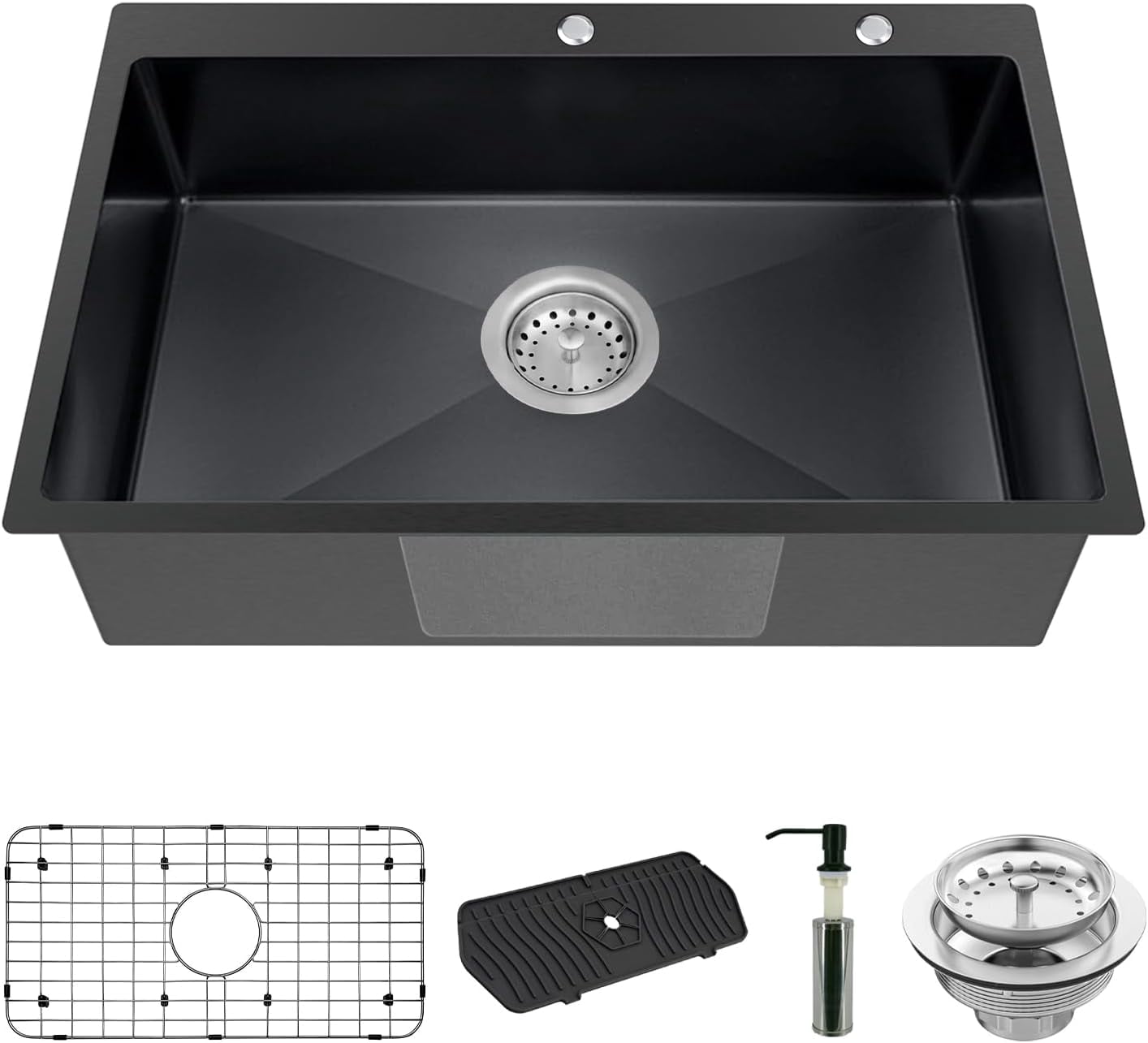 Black 22x18 Inch Kitchen And Bar Sink-Stainless Drop In Single Bowl ...