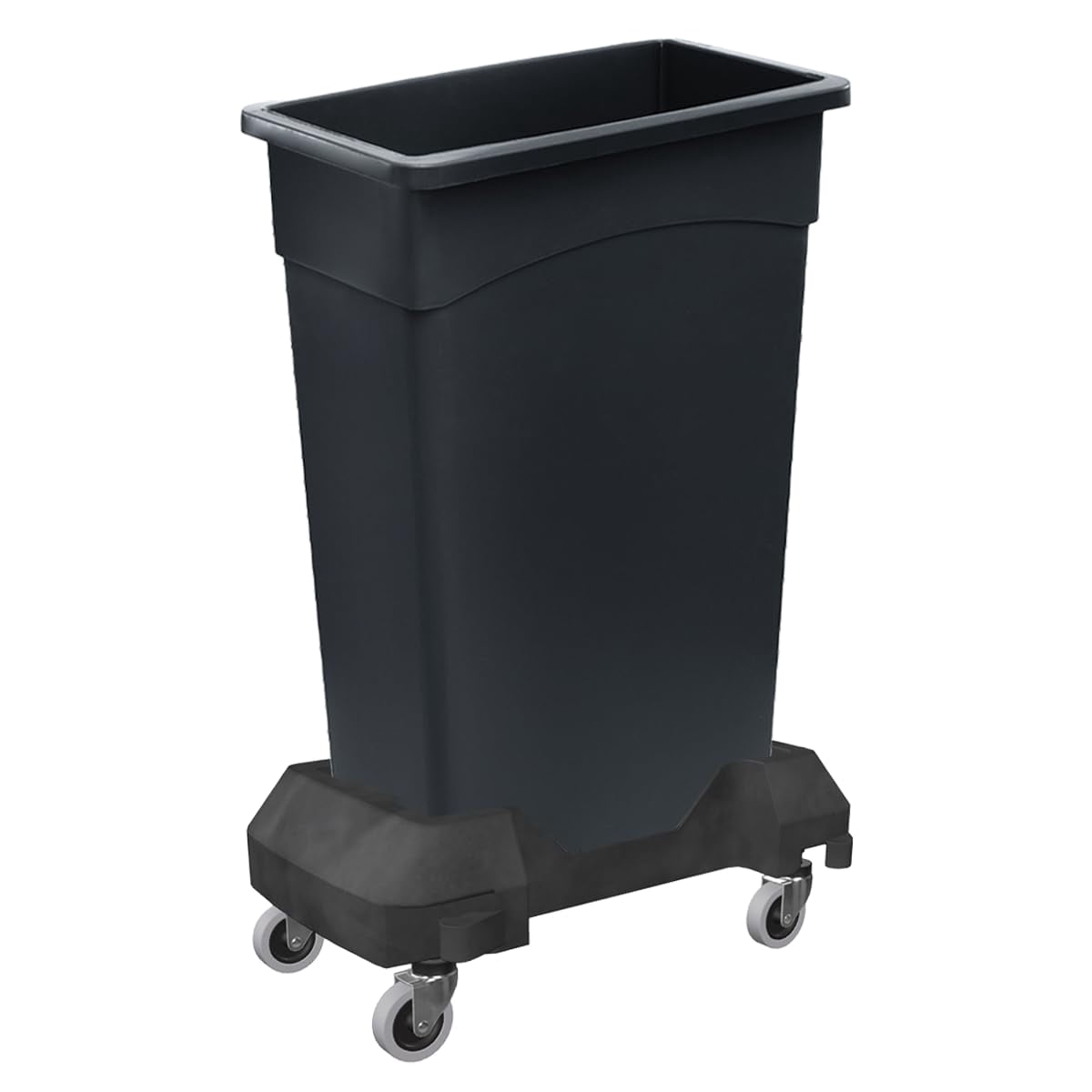 Black 23 Gallon Slim Trash Can with Dolly, Commercial Rolling Trash Can ...