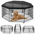 Black 24''H Playpen+Top Cover Foldable Metal Pet Exercise Kennel for ...