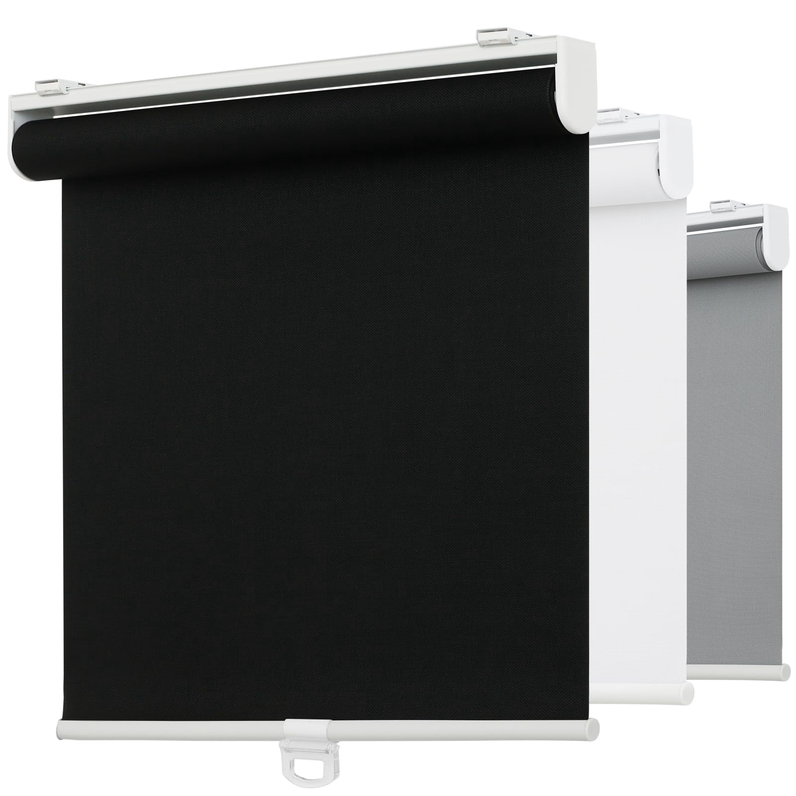 Black 24"W x 72"H Cordless Solar Screen Roller Window Shades - Walmart.com