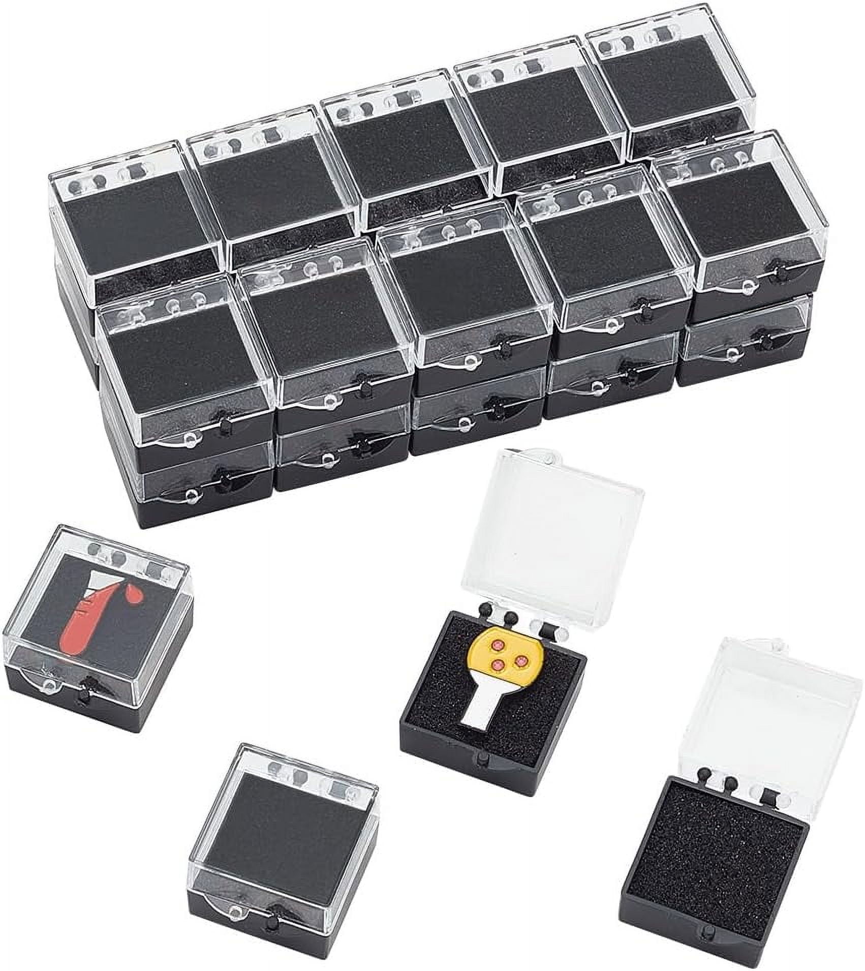 Black 24Pcs Black Plastic Lapel Pin Storage Boxes 1.5x1.2x0.8 Inch ...