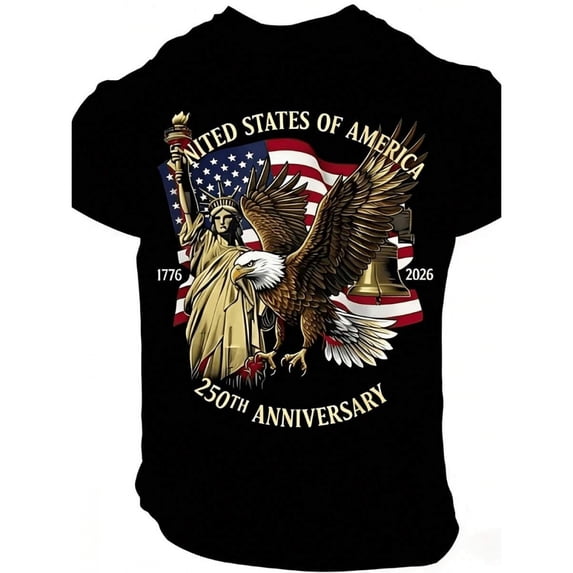 Black 250th Anniversary Graphic T-Shirt Featuring Eagle, Statue Of ...
