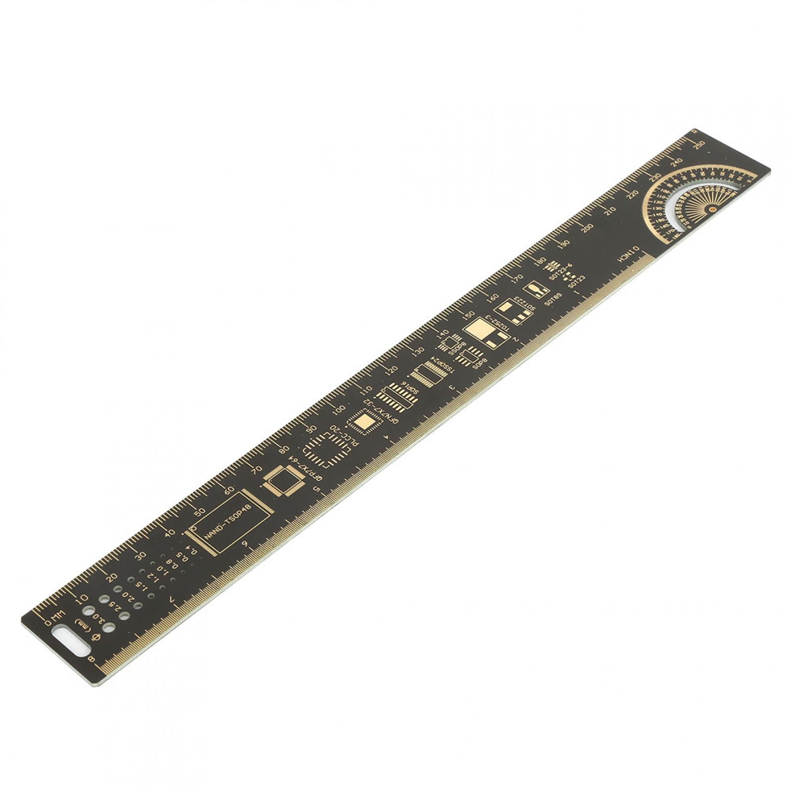 Black 25cm R-4 Gold-plated Board Ruler, PCB Ruler, Measuring Inch Size ...