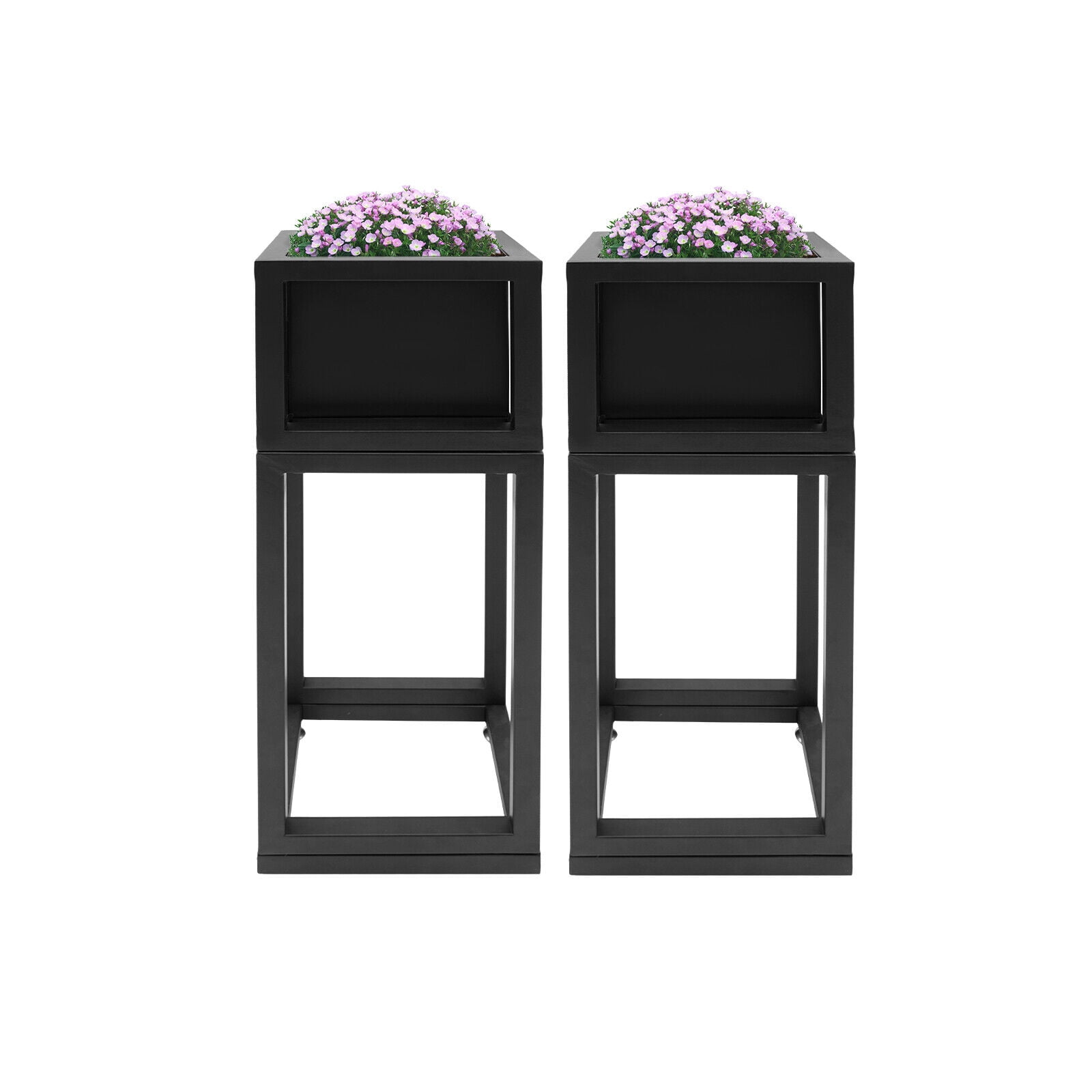 Black 2PCS Plant Stands Elevated Planter Box Raised Garden Bed for ...