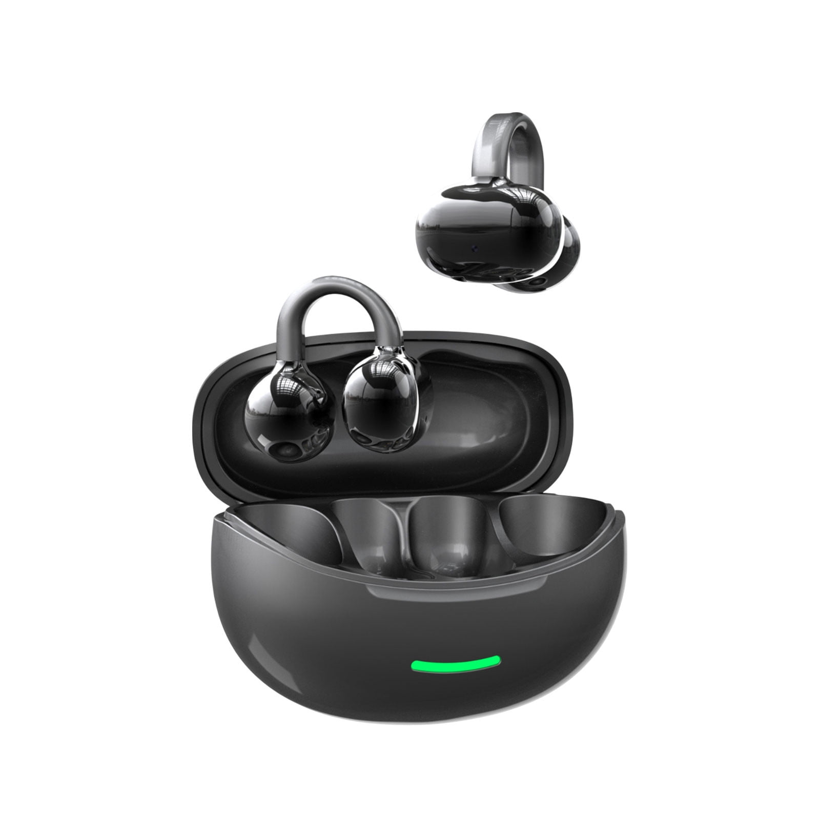 Black 2Pc Earclip Style Bluetooth Earphones With High Battery Life Low Latency Comfortable ...