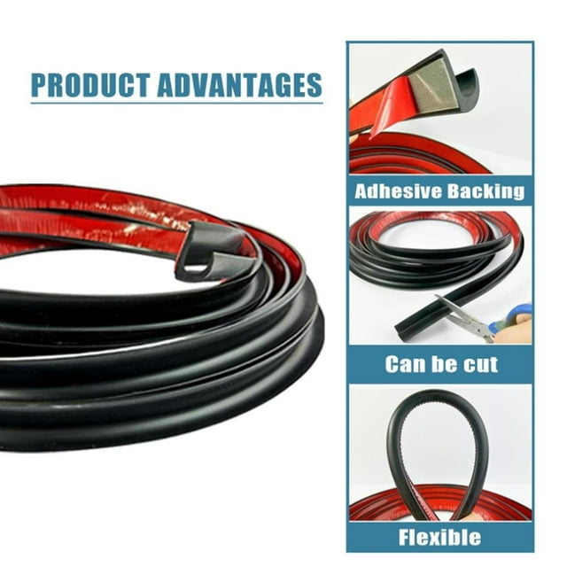 Black 2m PVC Rubber Seal Gutter Soft Rubber for Cars Vans ，RVs Easy to ...