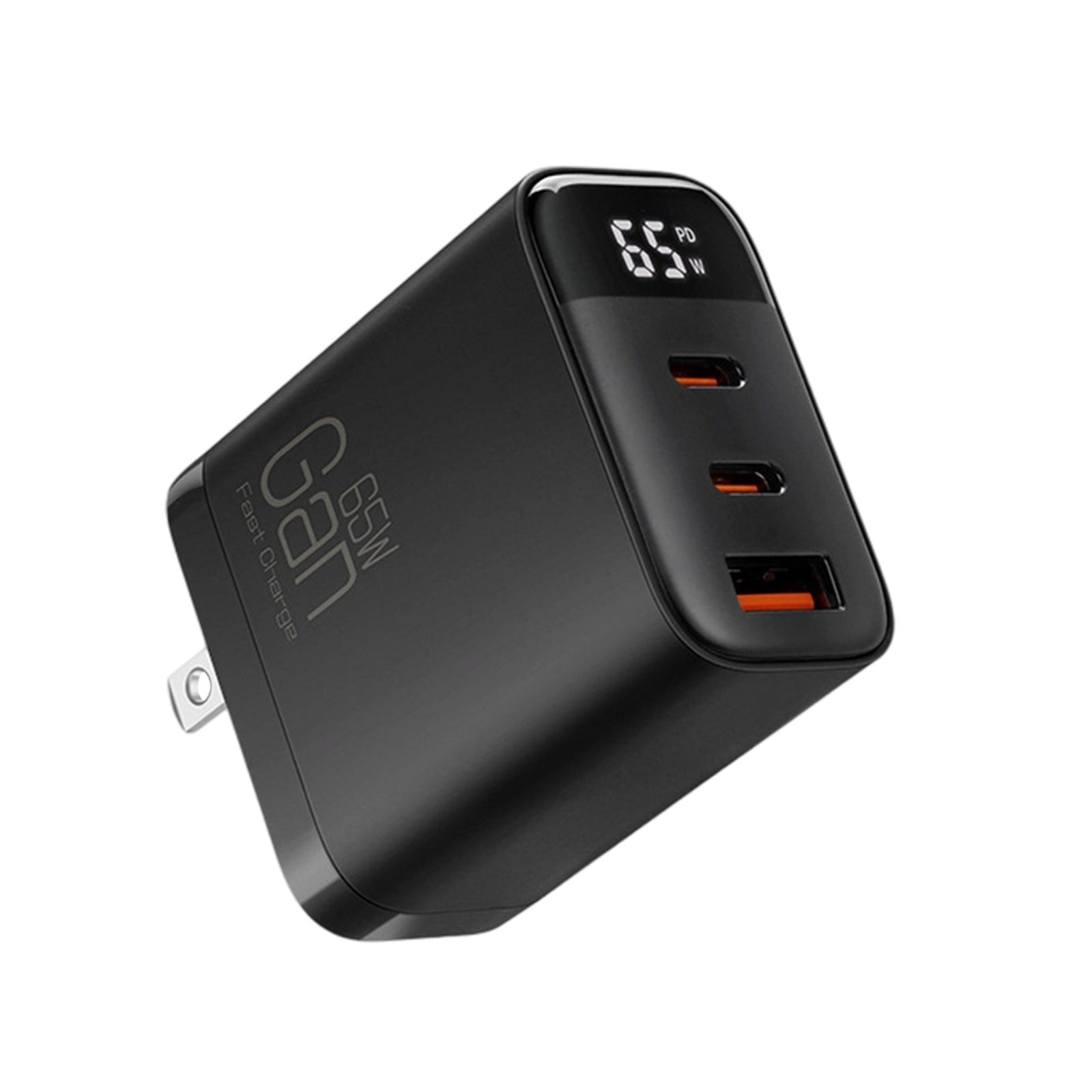 Black 3 In 1 Gan Fast Charger 65W, Super Fast Charger With 2 Type C And ...