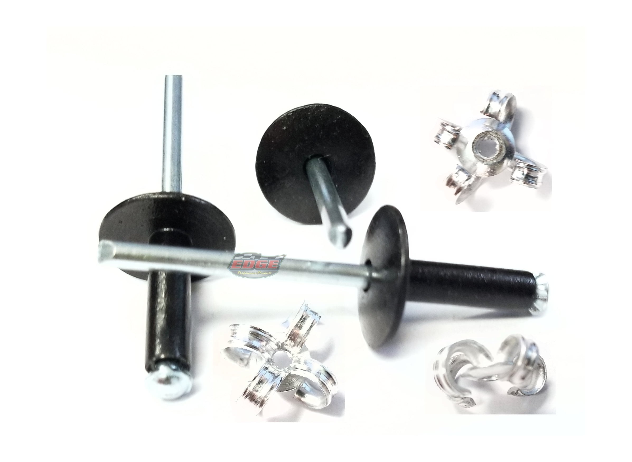 Black 3/16" Pop Rivets Aluminum Large Head Peel Back Fasteners .125 ...