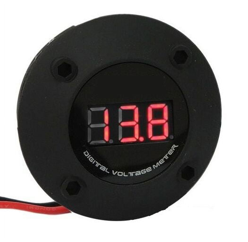 Black 3 Digit Red LED 12V Round Digital Voltmeter Car Marine RV Audio ...