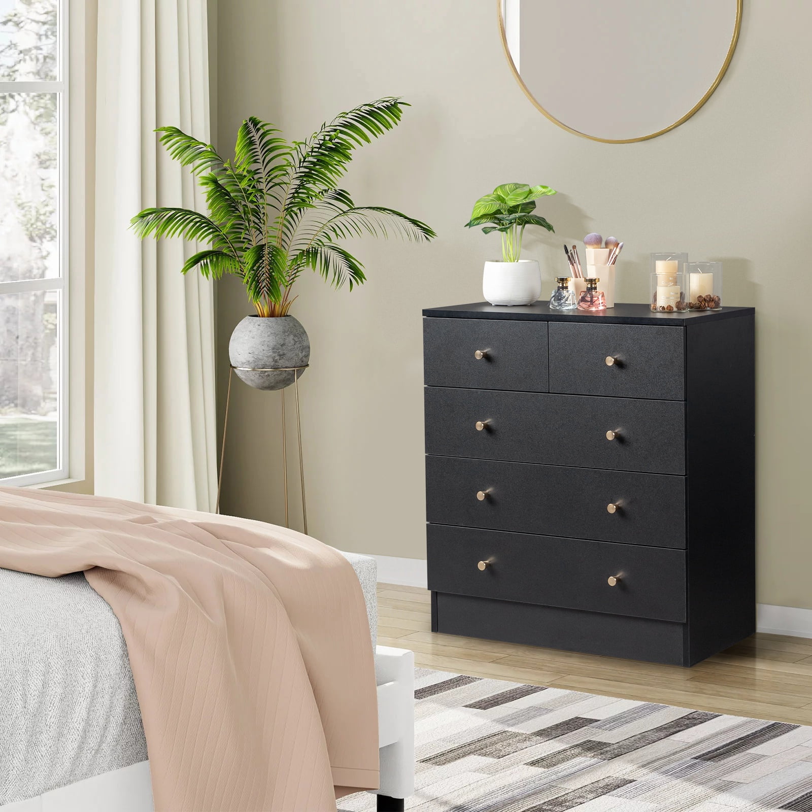 Black 3 Drawer Chest of Drawers for Bedroom, 26'' x 13'' x 22'' Fashion ...
