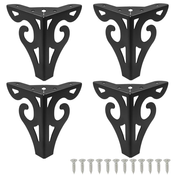 Black 3 Inch Hollow Out Artistic Metal Furniture Legs Set Of 4 For ...