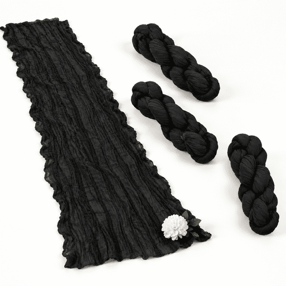 Black 3 Pack Cheesecloth Table Runner, 17x108 Inch, Boho Sheer Gauze ...