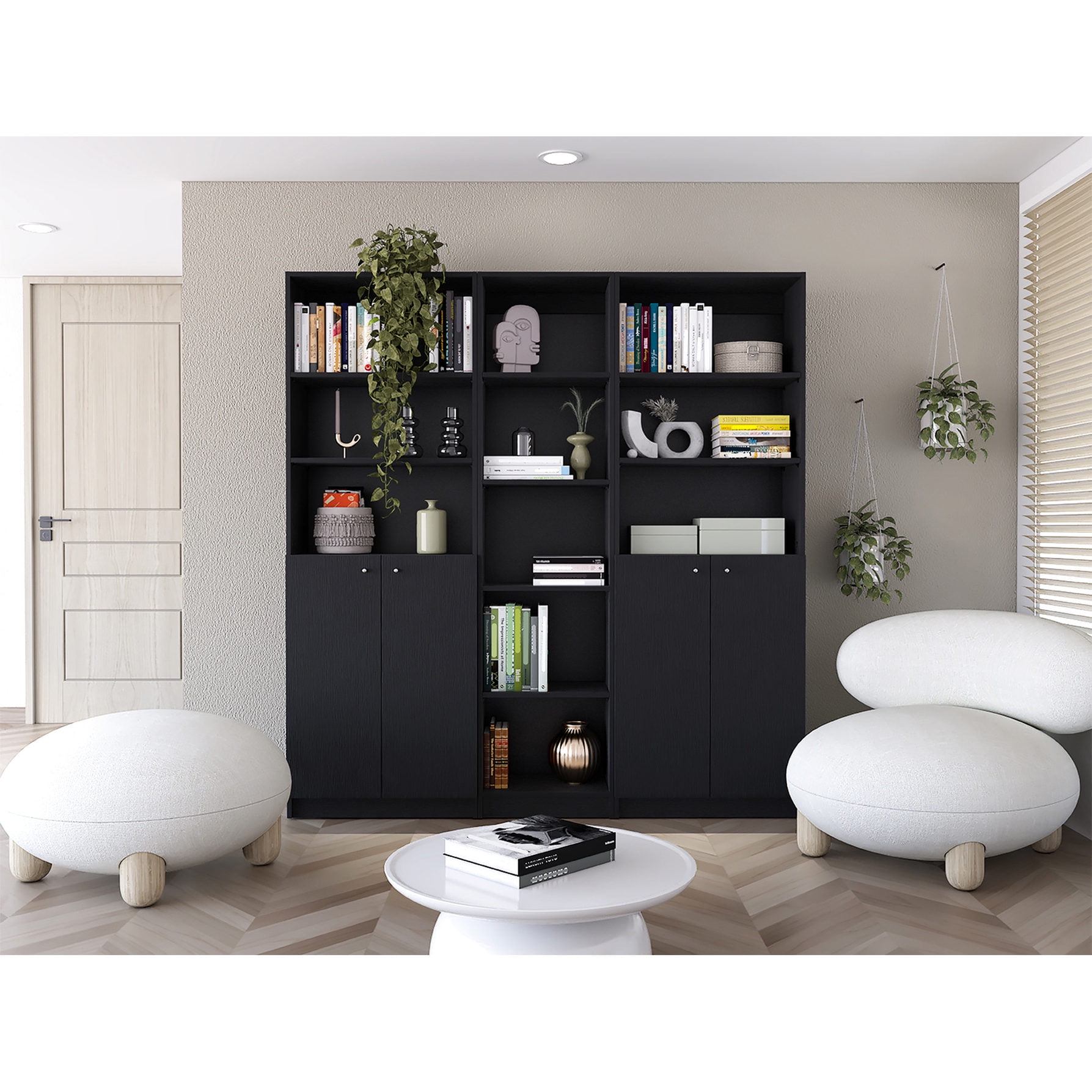 Black 3-Piece Office Bookcase | With 11 Shelves, Meets Office Storage ...
