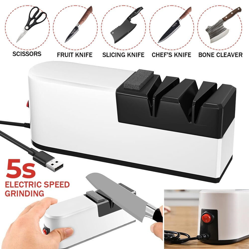 Black 3-Stage Electric Knife Sharpener, Professional Kitchen Knives ...