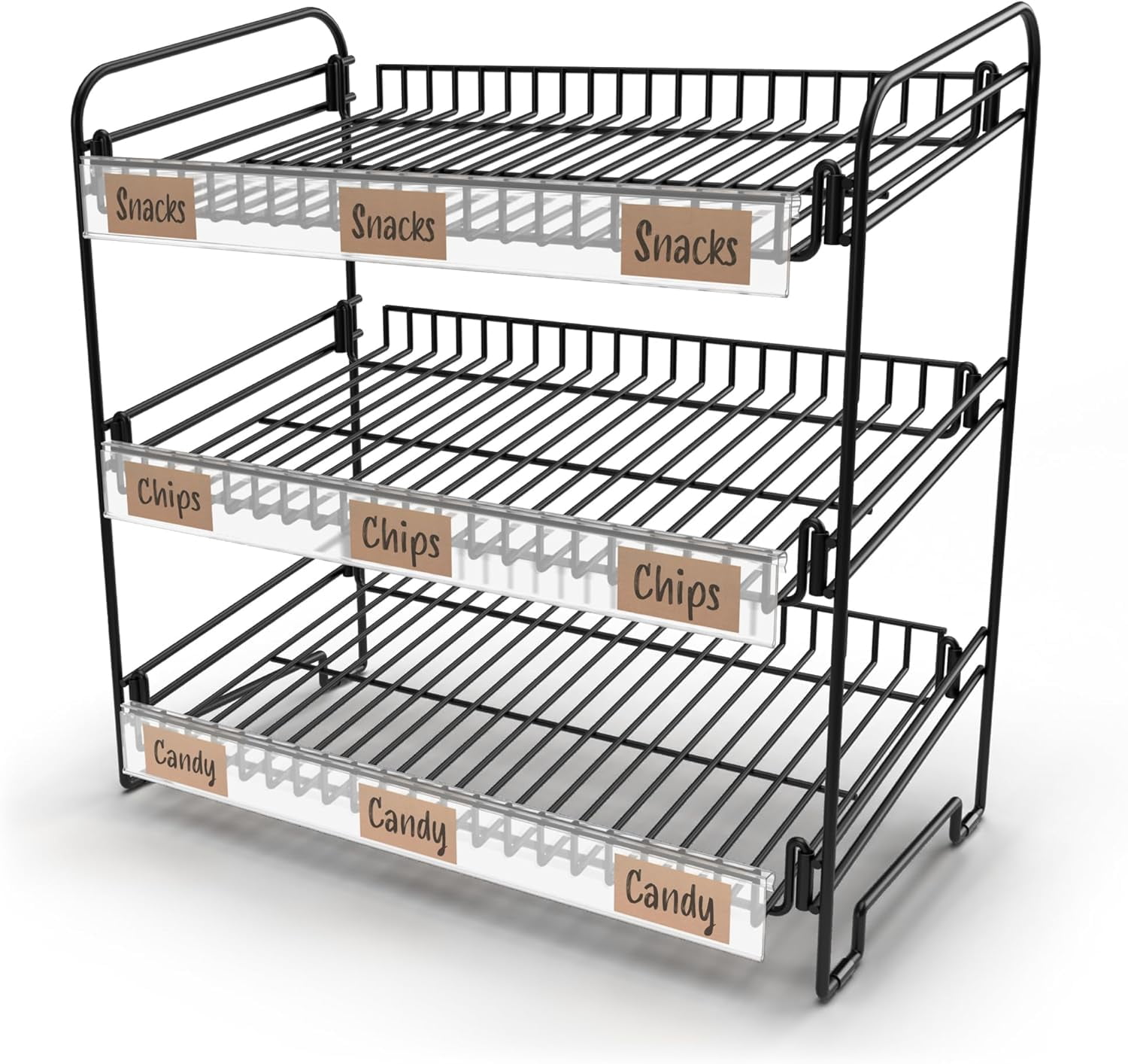 Black 3 Tier Candy Display Rack – Chip Display for Snack Vendors, Food ...