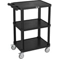 Black 3-Tier Plastic Rolling Service Utility Cart with Brake Wheels ...