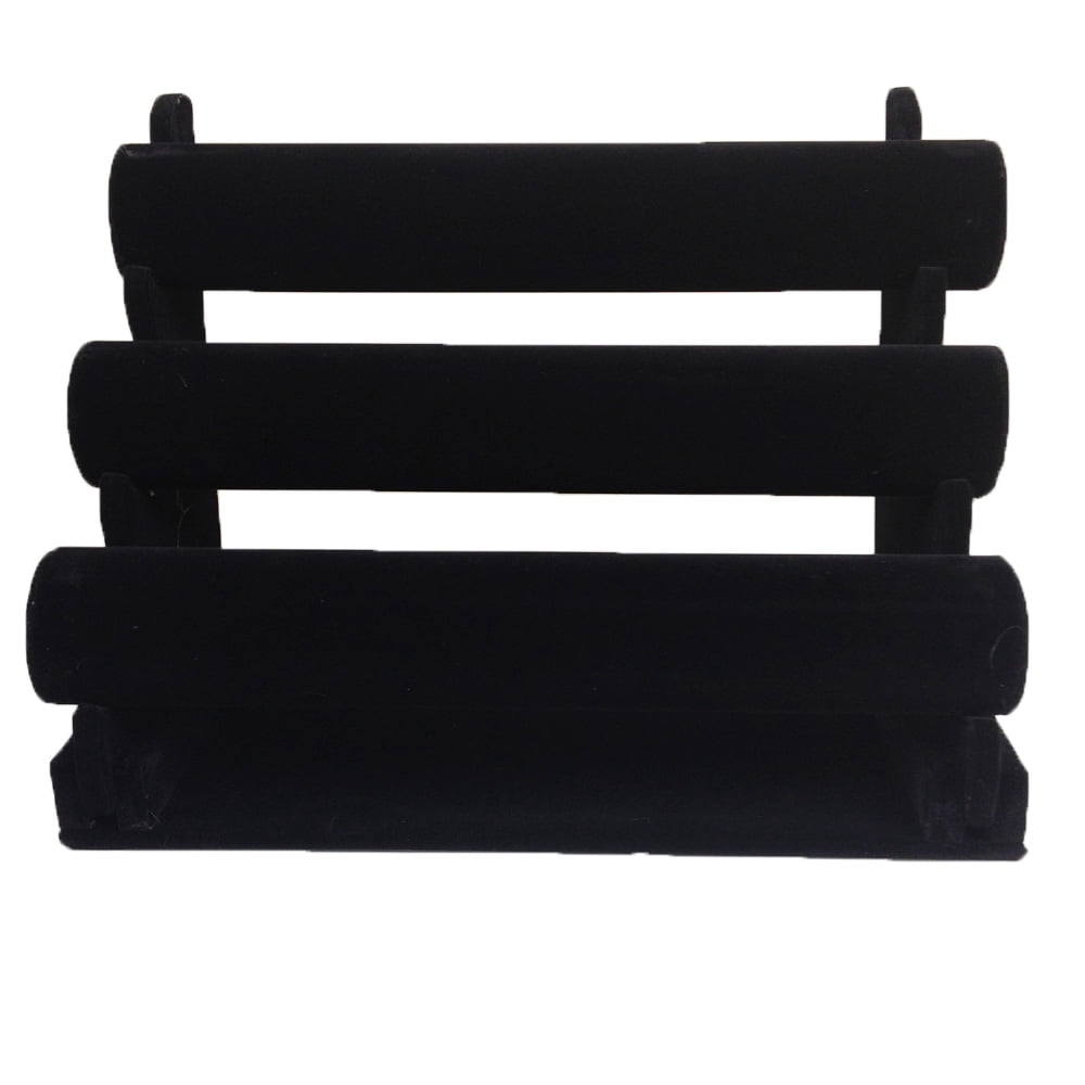 Black 3-Tier Velvet Jewelry Bracelet Watch Display Rack Holder ...