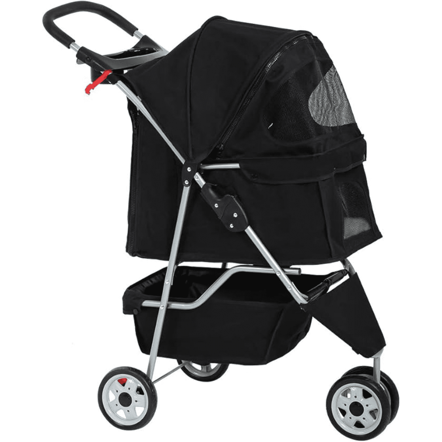 Black 3-Wheel Pet Stroller, Waterproof, Foldable, Medium/Small Pets ...