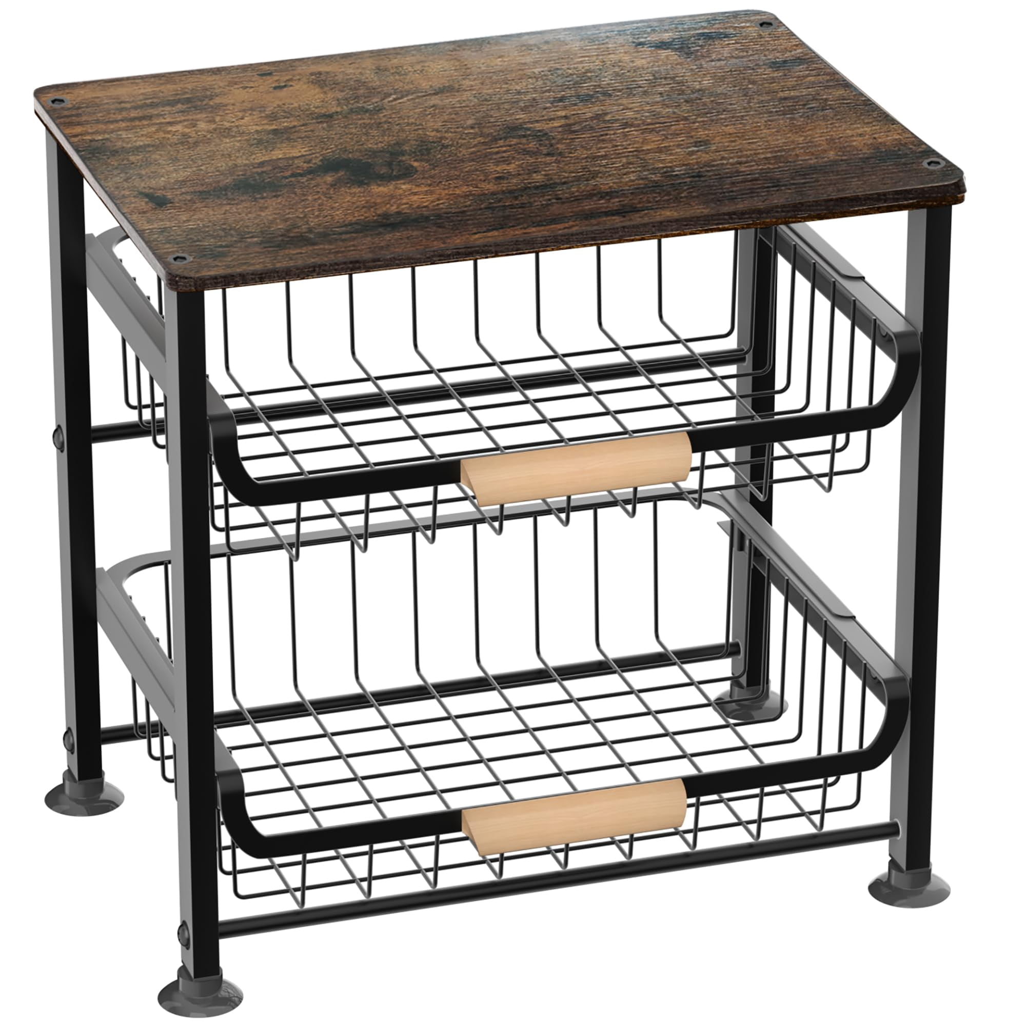 Black 3-layer Rack Metal Wood Countertop Storage Organizer - Walmart.com