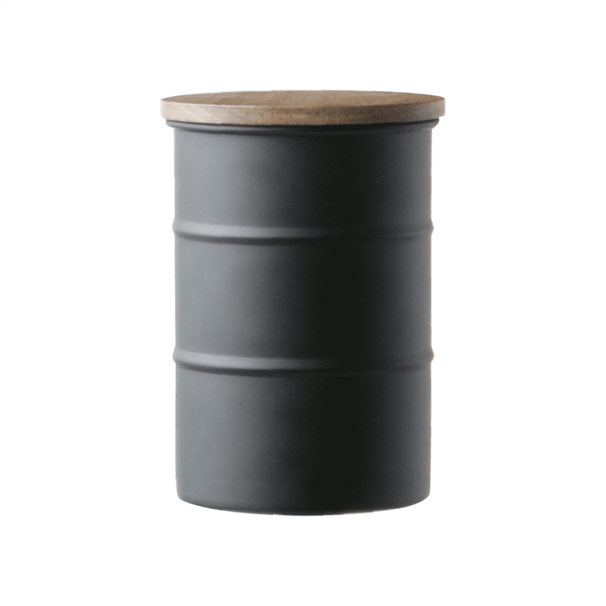 Black 304 Stainless Steel Coffee Can with Wooden Lid Sealed Food ...