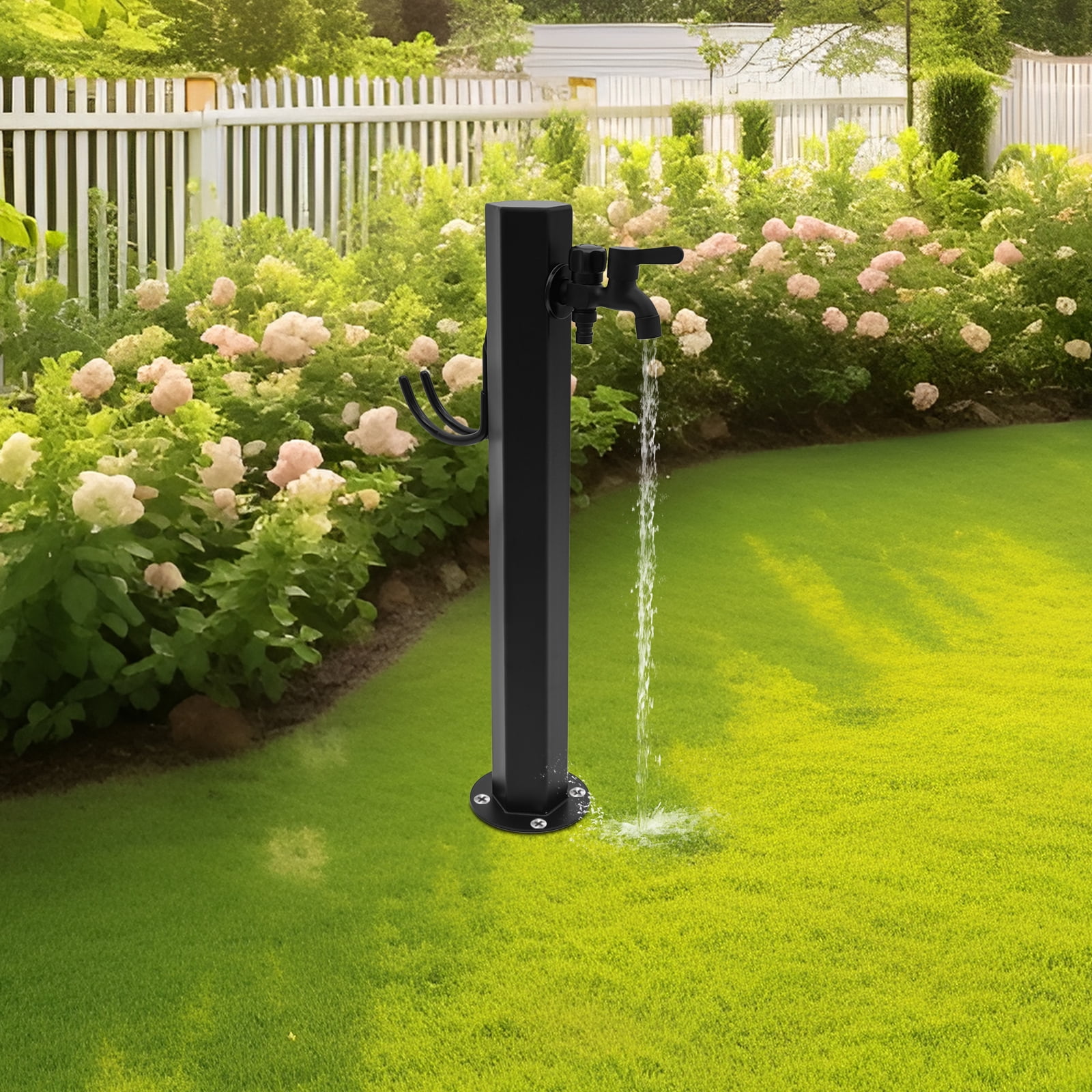 Black 304 Stainless Steel Hexagonal Outdoor Column Faucet Double Outlet ...