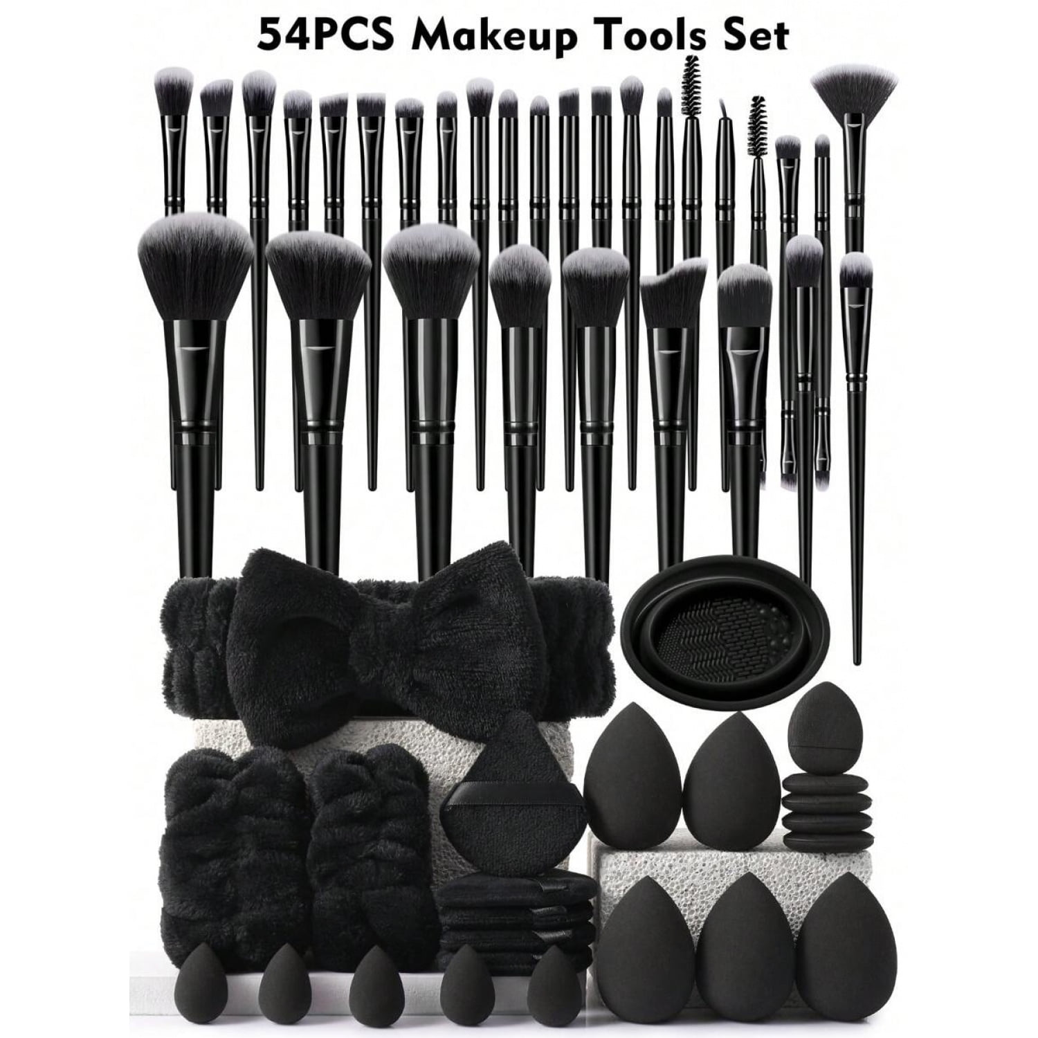 (Black)30PCS Makeup Brush Sets Premium Synthetic Hair Eyeshadow ...