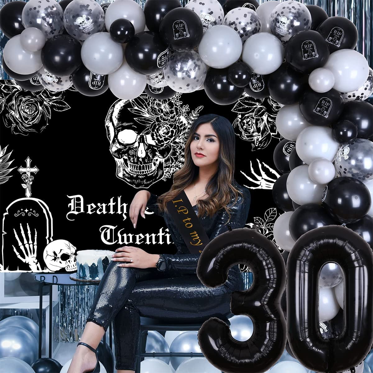 Black 30th Birthday Party Decorations for Women Men, Black Balloon ...