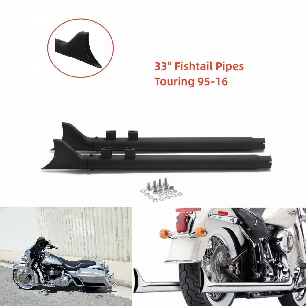 Black 33" Fishtail Slip on Muffler Exhaust for Harley 1995-2016 2000 ...