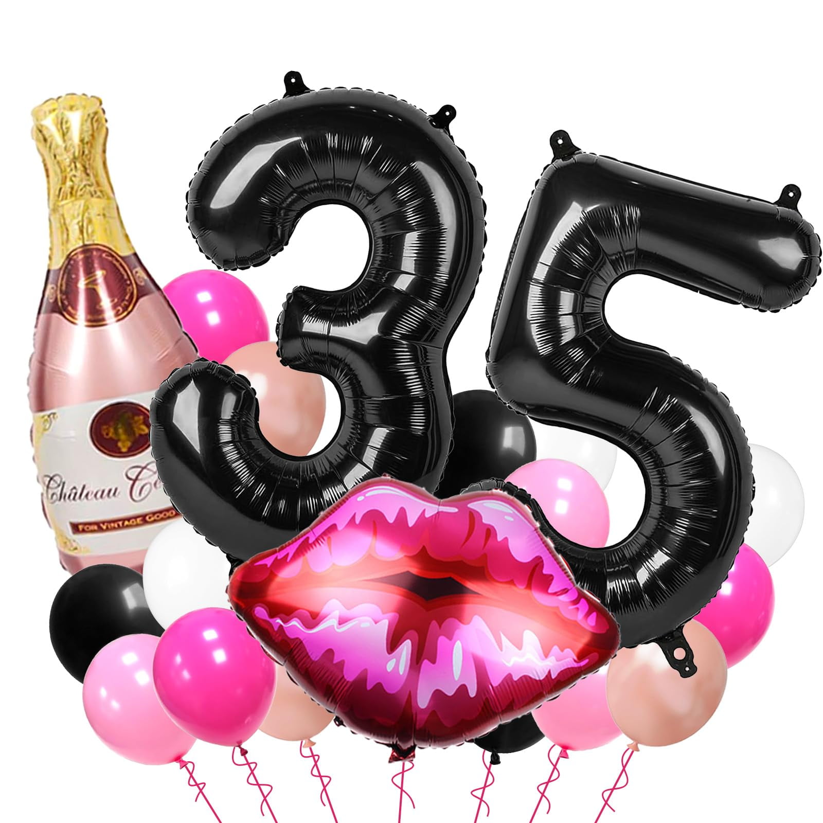 Black 35 Balloon Numbers, 35th Birthday Decorations for Women, Pink and ...