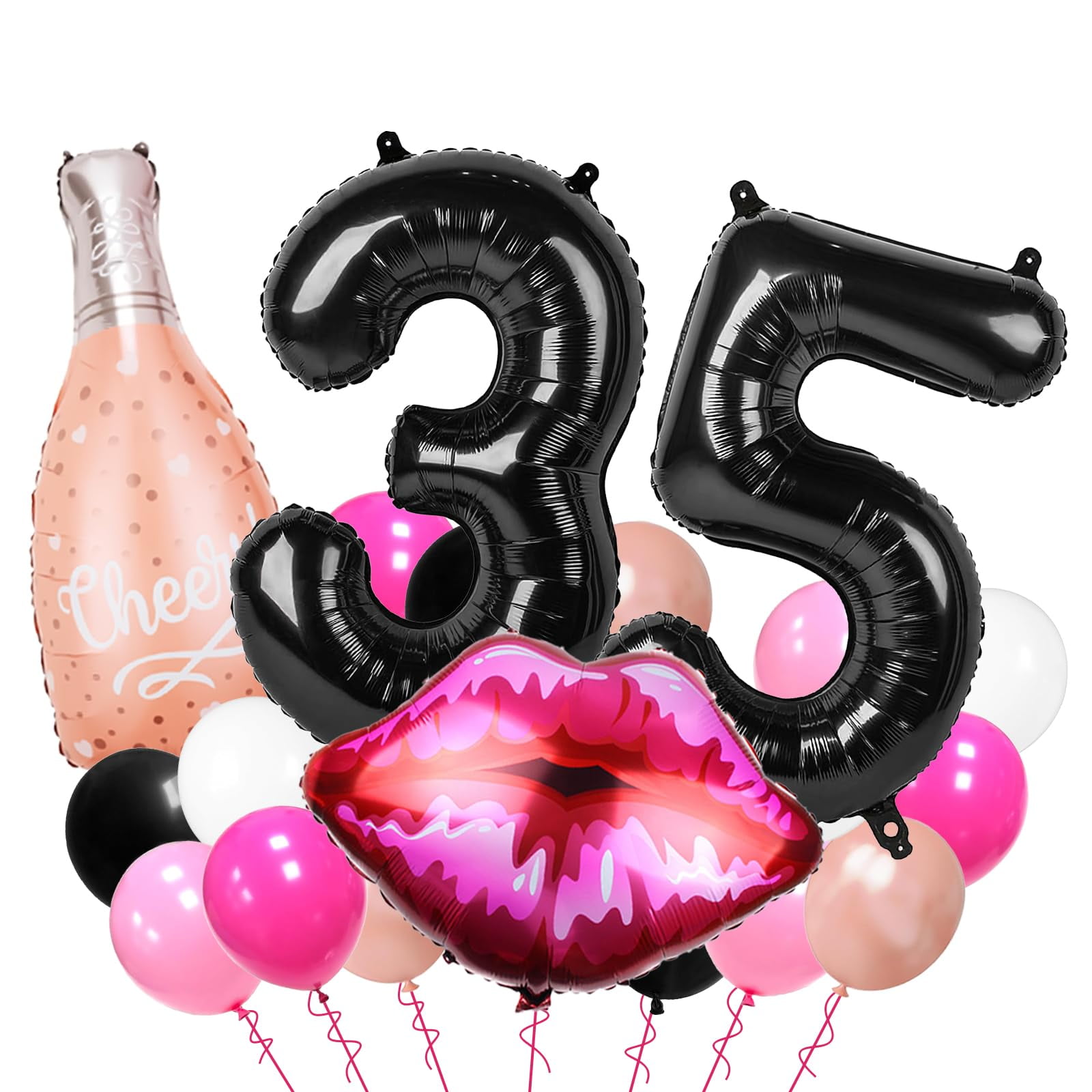 Black 35 Balloon Numbers DHF10 40 inch, Champagne Balloon And Lip ...