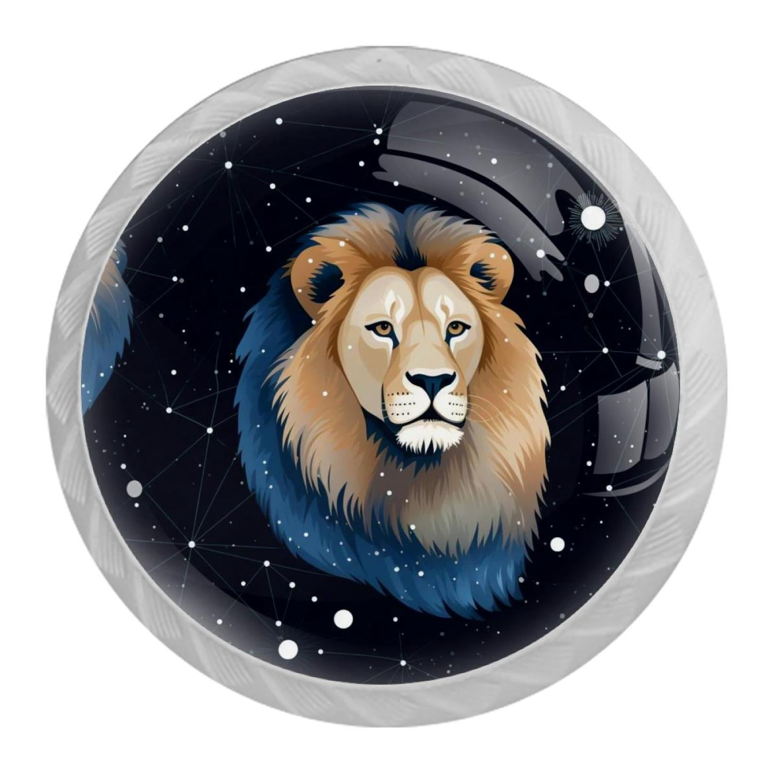 Black 35mm Cabinet Knobs Pulls Leos Constellation Lions Glass ABS ...