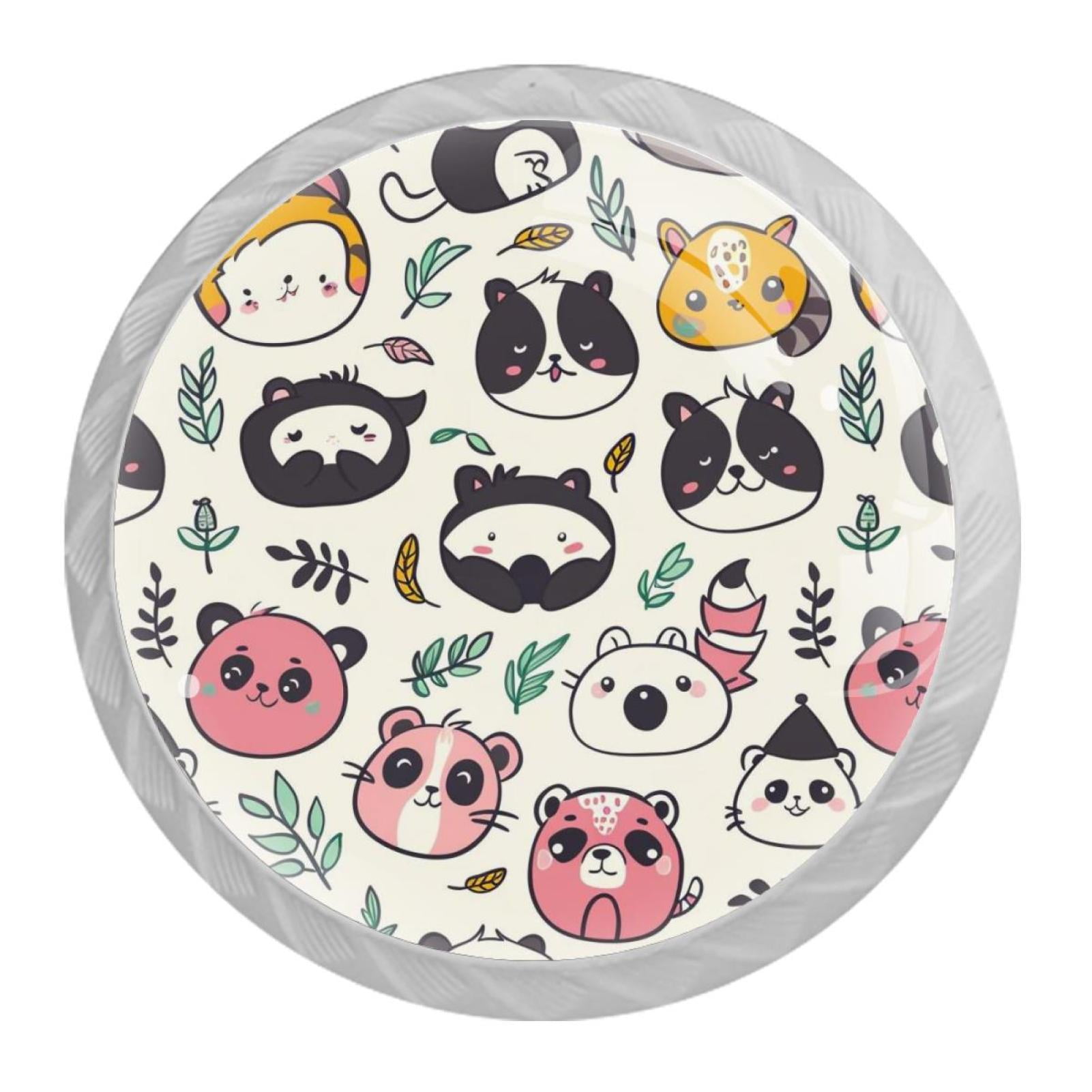Black 35mm Cabinet Knobs Pulls Pandas Cats Pattern Glass ABS Drawer ...