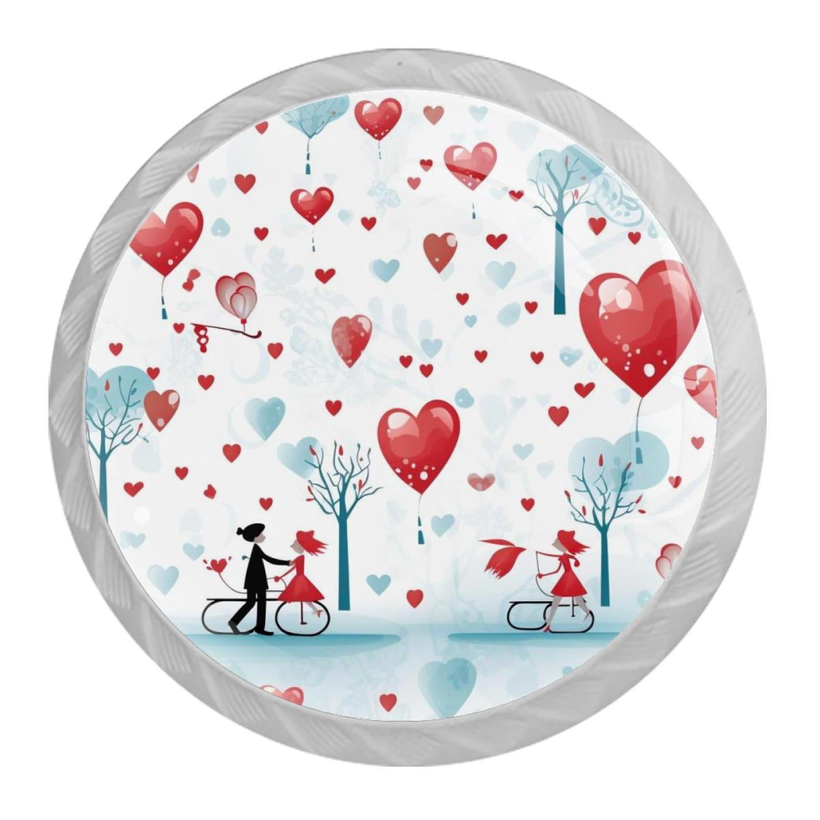 Black 35mm Cabinet Knobs Pulls Valentine's Day Hearts Comics Glass ABS ...