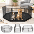 Black 36''H Playpen+Bottom Pad Foldable Metal Pet Exercise Kennel Fence ...