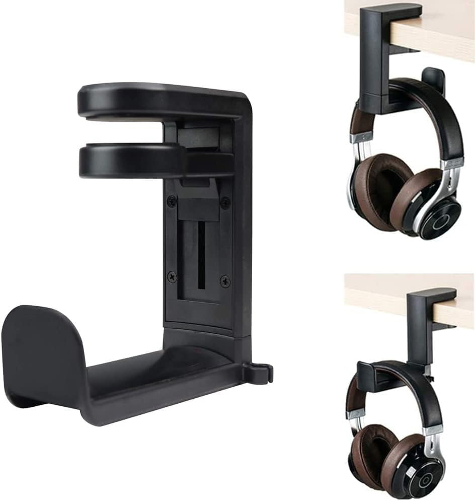 Black 360 Degree Rotation Adjustable Headphone Stand Headset Hanger PC ...