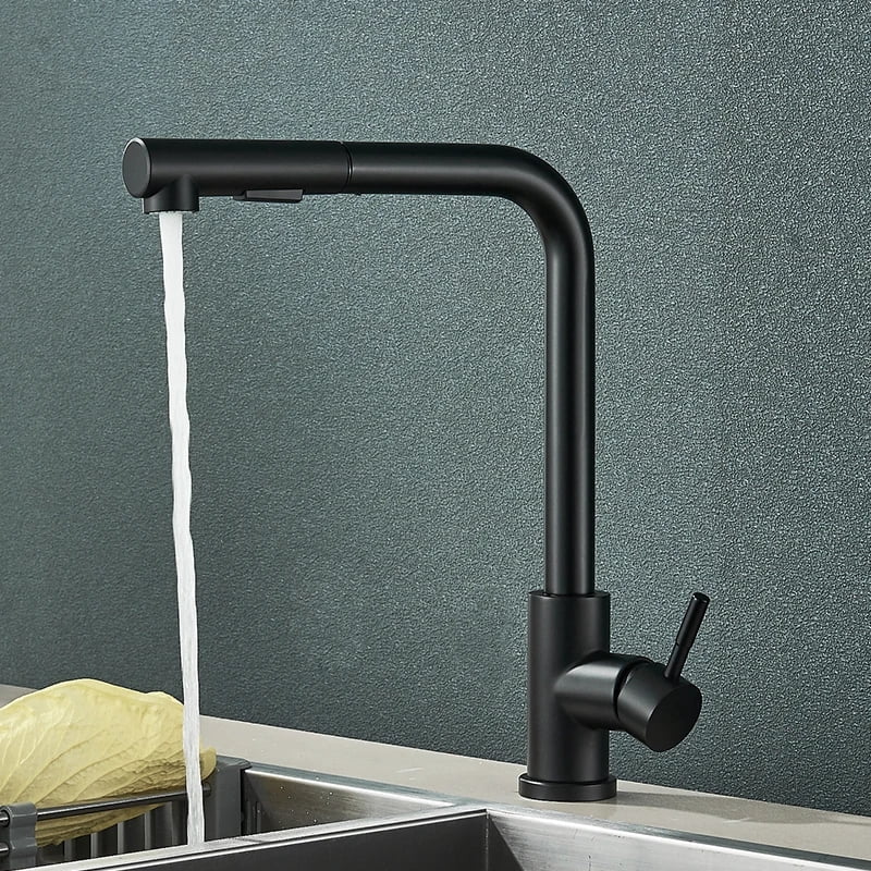 Black 360° Rotation Stream Sprayer Nozzle Stainless Steel Kitchen Sink ...