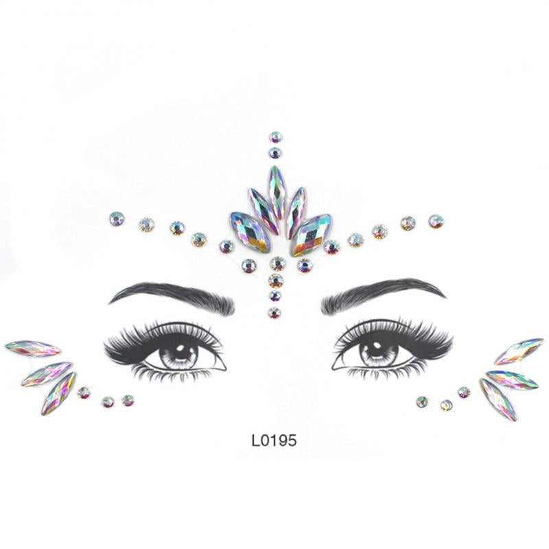 Black 3D Crystal Face Stickers Festival Jewel Rhinestone Adhesive ...