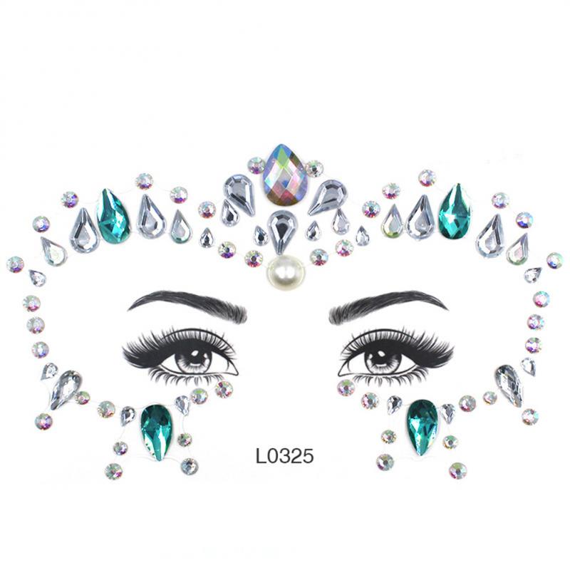 Black 3D Crystal Face Stickers Festival Jewel Rhinestone Adhesive ...