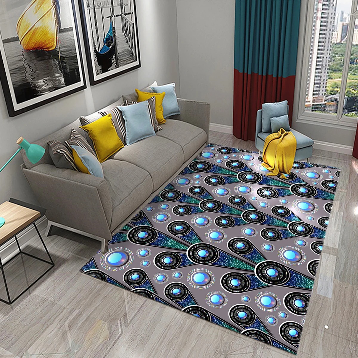 Black 3D Hycomb Carpet Abstract Geometric Rug for Teen Men Spatial ...