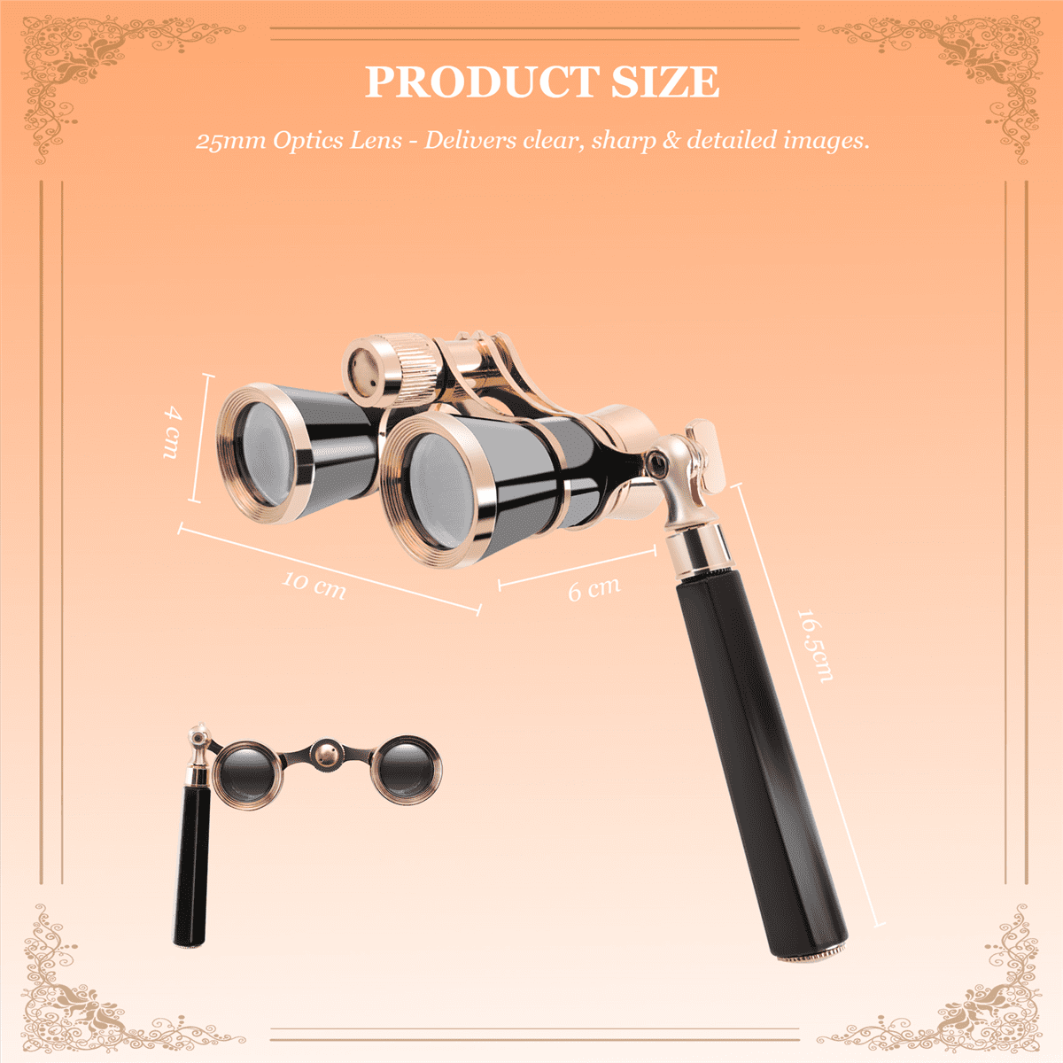 Black 3X25 Opera Binocular Coated Lens Telescope Glasses Theater Glass ...
