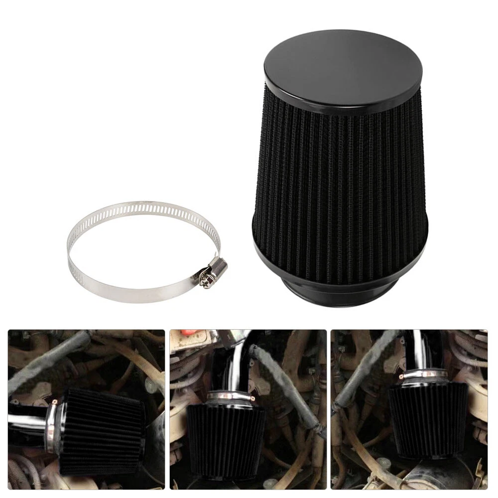 Black 3inch 76mm High Flow Inlet Dry Air Filter Cold Air Intake Cone ...