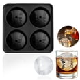 Black 4-Cavity Baseball Ice Mold, Silicone Sphere Ice Maker with Funnel ...