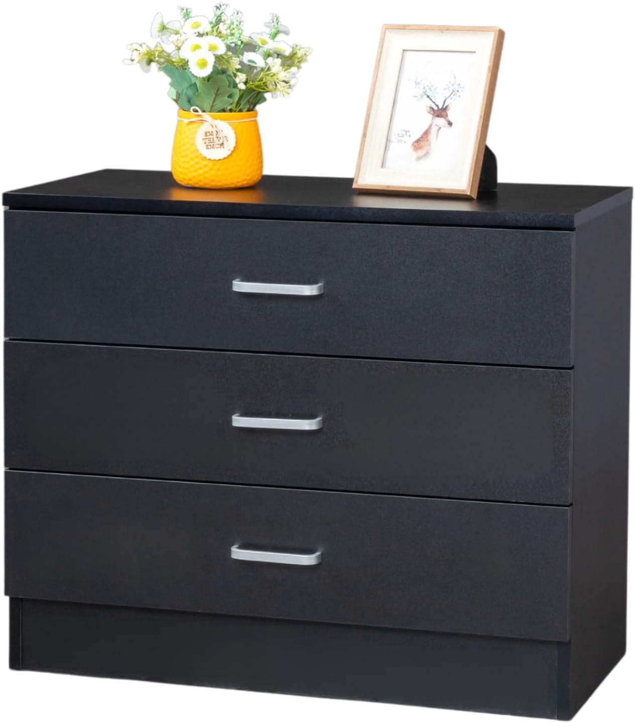 Black 4 Drawer Nightstand for Bedroom Night Stand with Storage Drawers ...