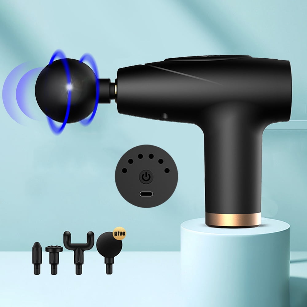 Black 4-Head Mini Fascia Gun Multi-Stage Massage Gun Muscle Relaxation ...