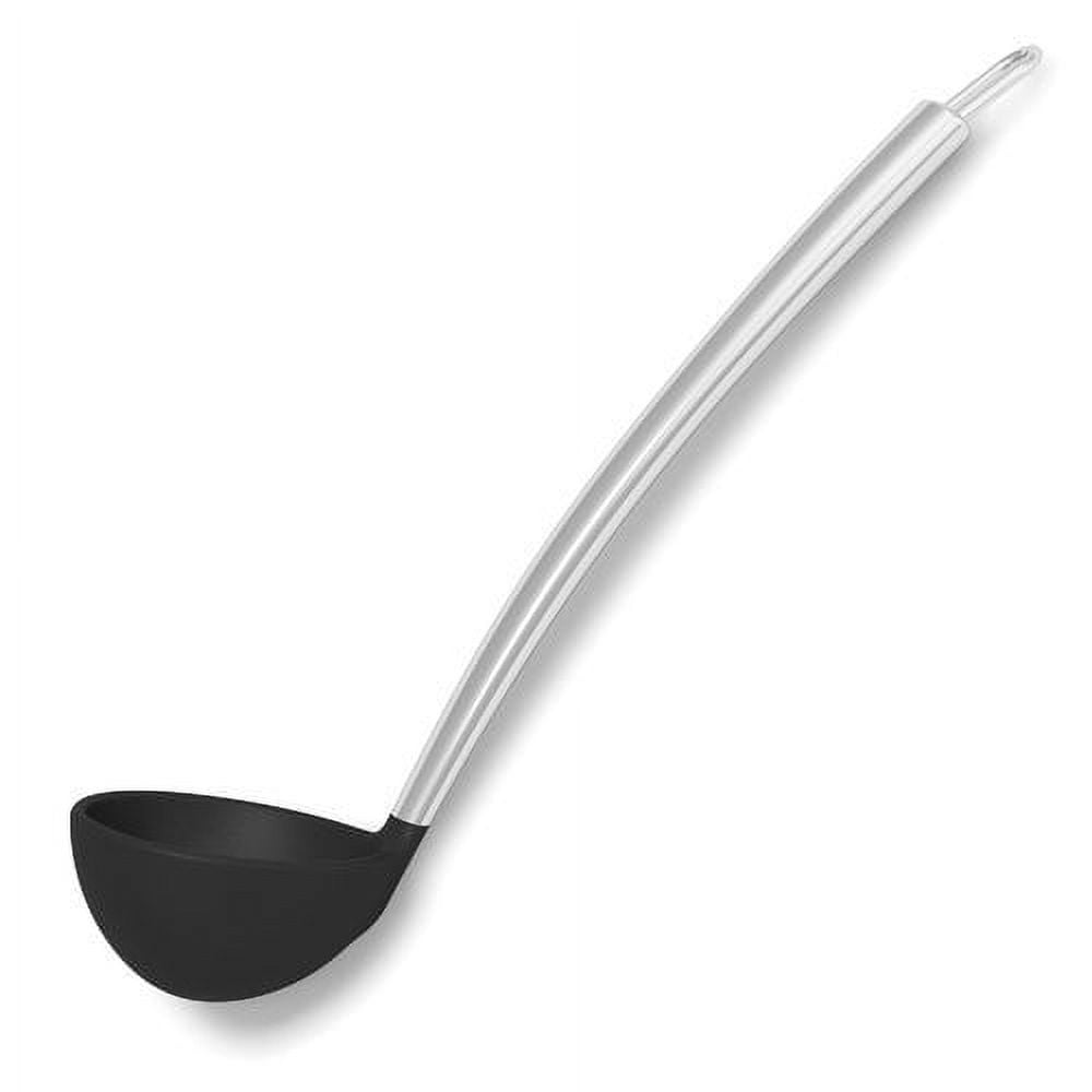 Black 4 Ounce Soup Ladle spoon - Silicone & Stainless Steel - with ...